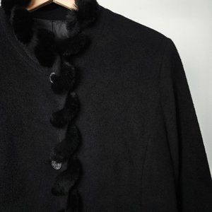 Jackets & Coats | Vintage Rabbit Fur Angora Wool Black Coat Women ...